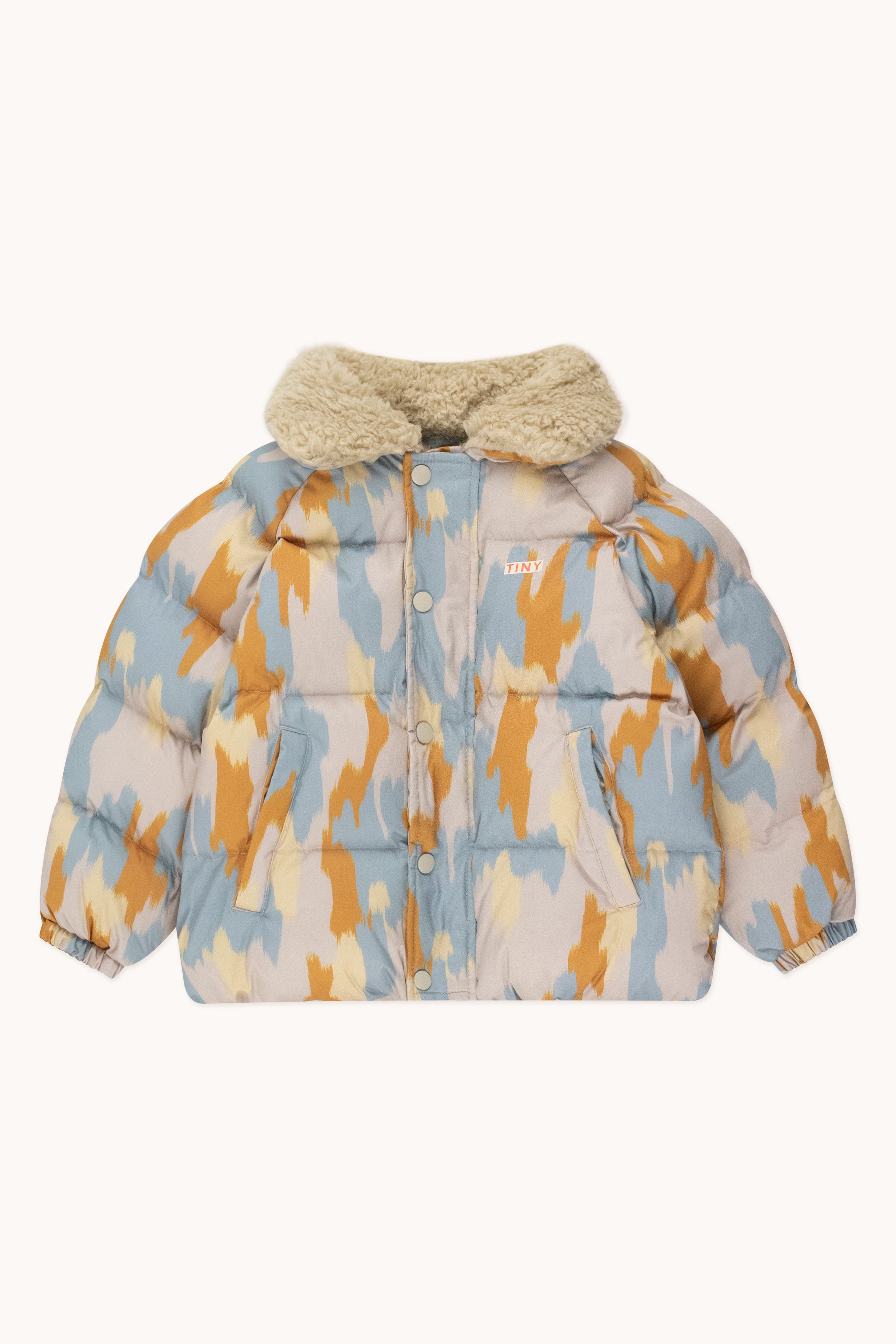 Camo short padded jacket warm grey | TINY