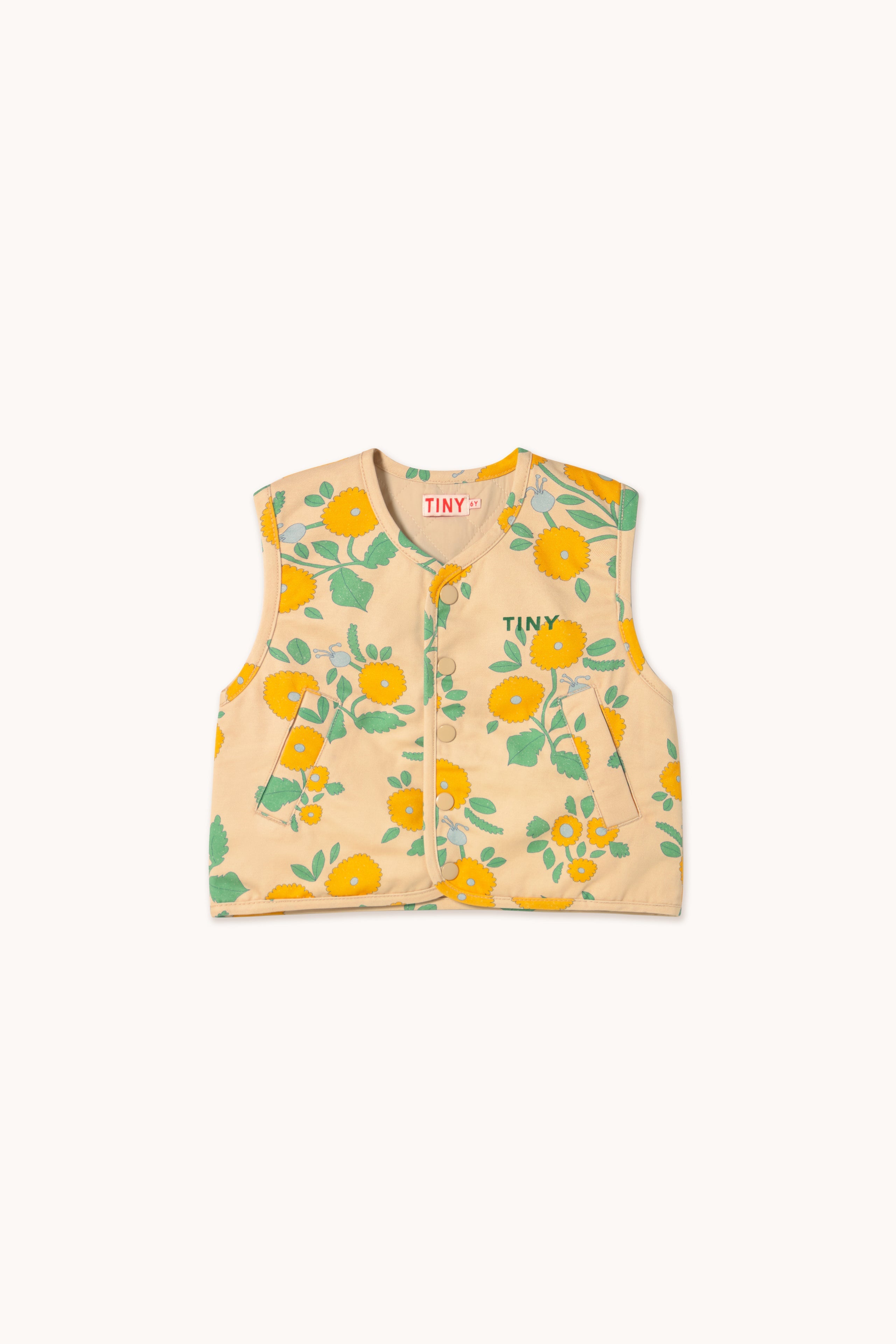 PADDED FLOWERS VEST dark vanilla | TINY