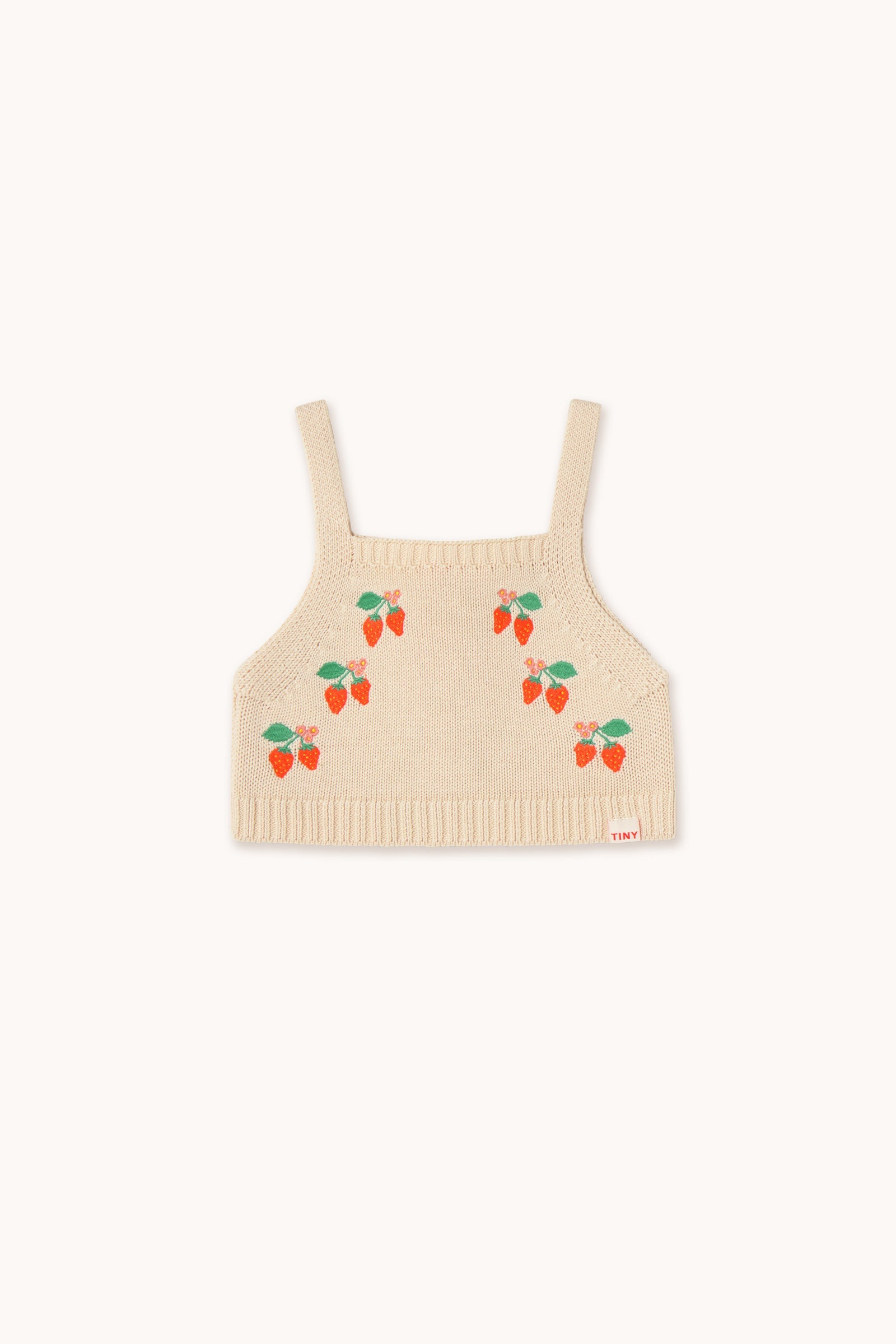 STRAWBERRIES KNITTED CROP TOP light cream | TINY